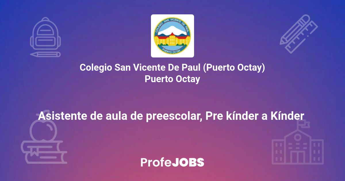 Asistente de aula de preescolar, Pre kínder a Kínder | ProfeJOBS