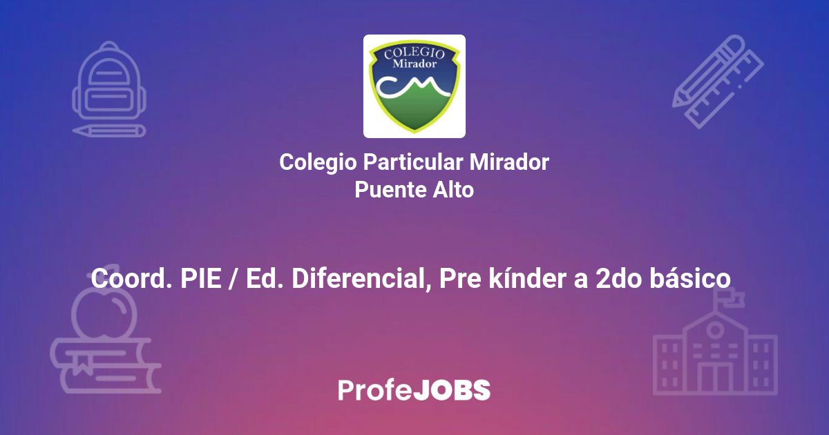 Coord. PIE / Ed. Diferencial, Pre kínder a 2do básico | ProfeJOBS